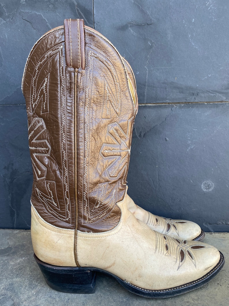 Tony Lama Cowboy Boots Mens Wingtip Gold Label 2 Tone Urban - Etsy