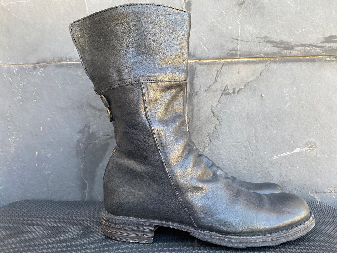 Fiorentini Baker Ella Fold Boot Black Leather Zip up Moto Sz EU 39.5 ...