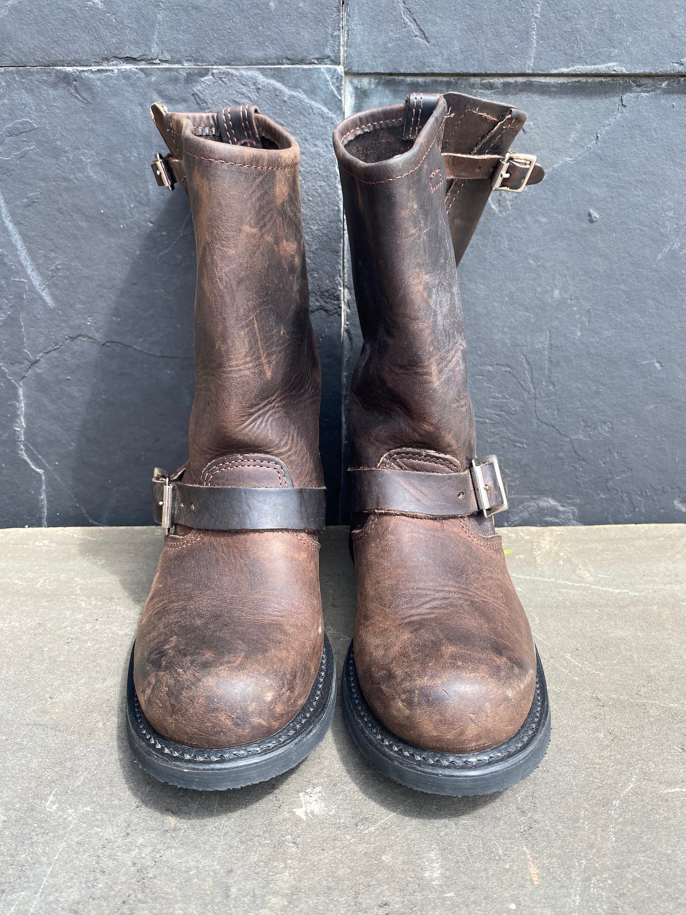 Women FRYE Veronica Short Brown Leather Engineer Moto Boots - Etsy
