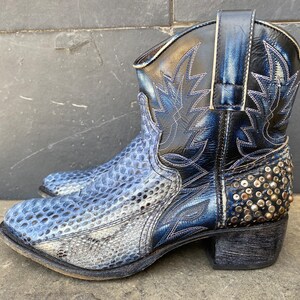 SENDRA Blue Cowboy Boots Nubuck Leather and Python Leather Sz 38 | US 7 ...