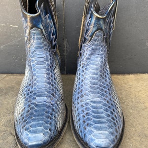 SENDRA Blue Cowboy Boots Nubuck Leather and Python Leather Sz 38 | US 7 ...