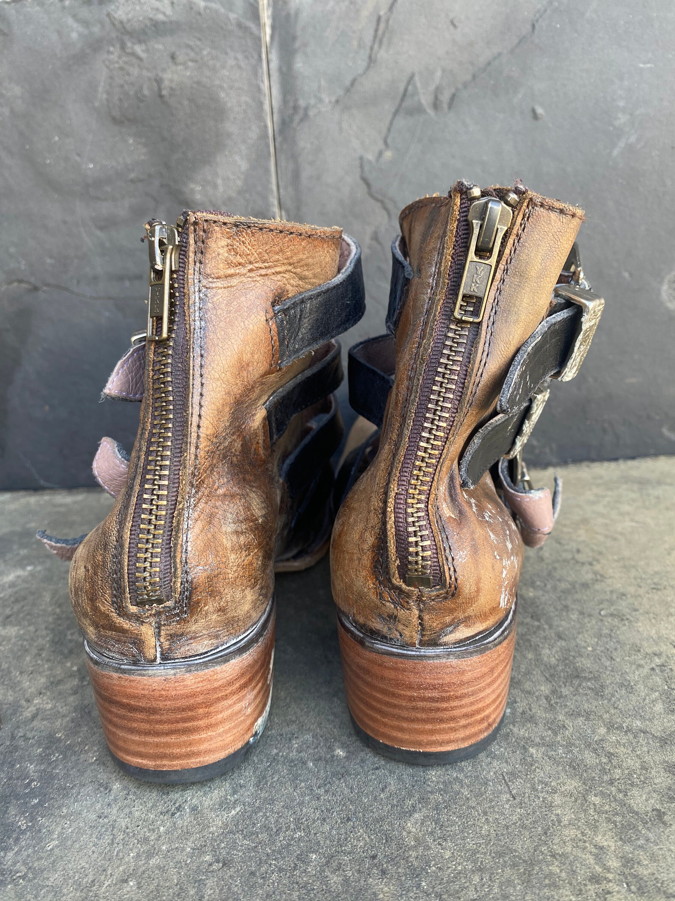 Freebird by Steven Scarlett Booties Ankle 4 Buckle Brown Leather Womens Size: 7 - Etsy