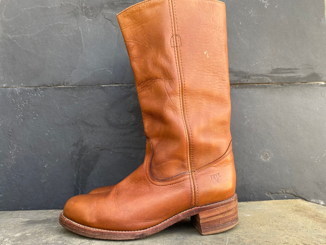 Vintage FRYE Campus Boots Mens 10 D Brown Leather Mid Calf Made in USA ...