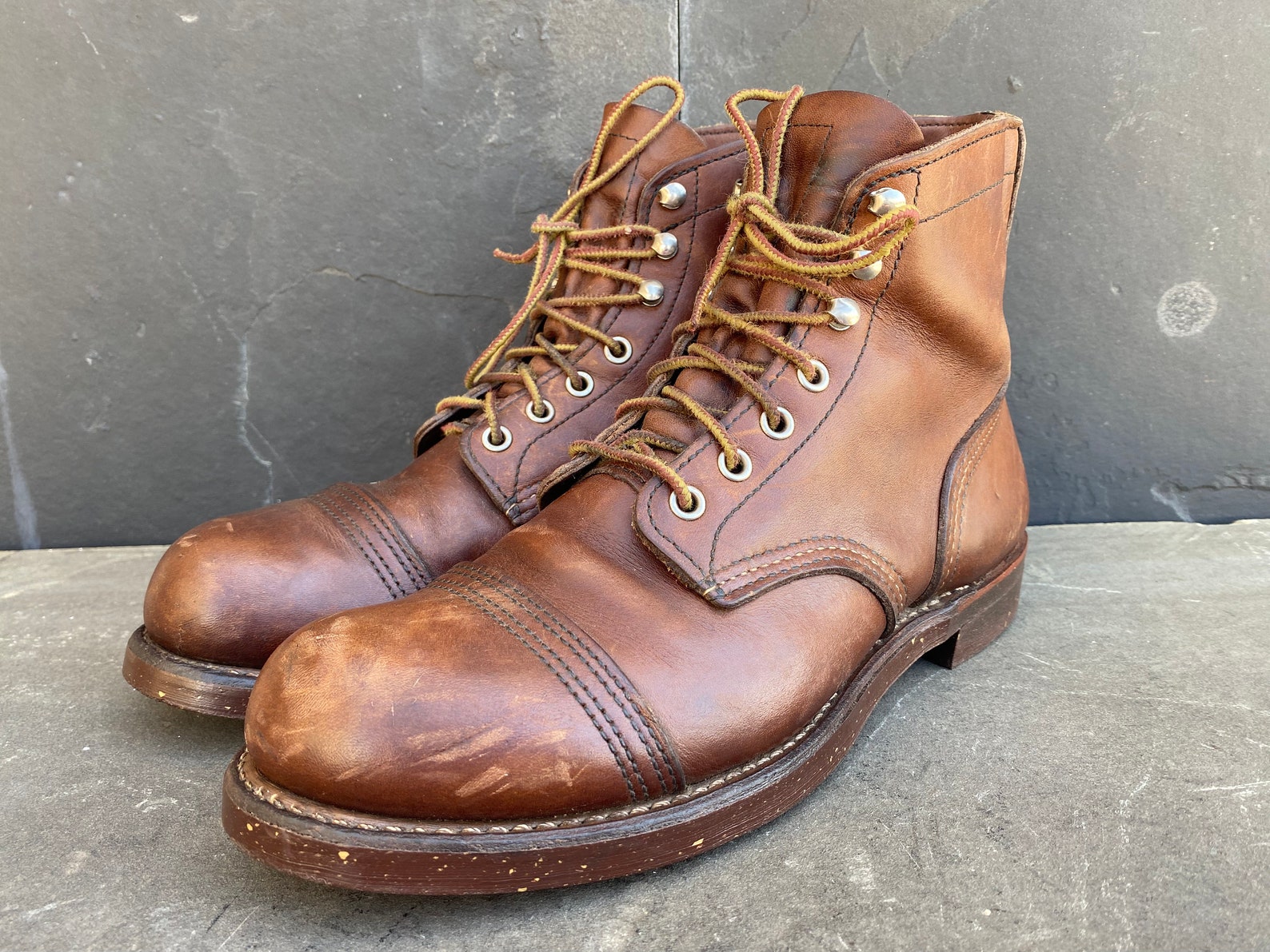 Red Wing 8111 Iron Ranger Amber Harness Cap Toe Leather Boots Sz: 7.5 D ...