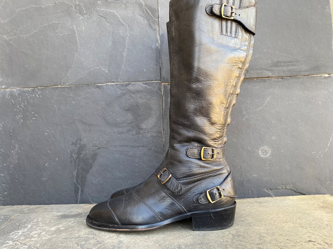 Belstaff Trailmaster Tall Brown Leather Boots Rider Italy Biker - EU 37 ...
