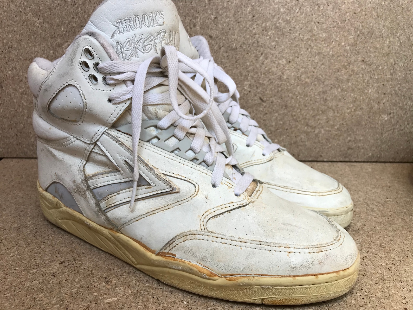 BROOKS Vintage High Top Basketball Shoes White Blue Sz US 9.5 | Etsy