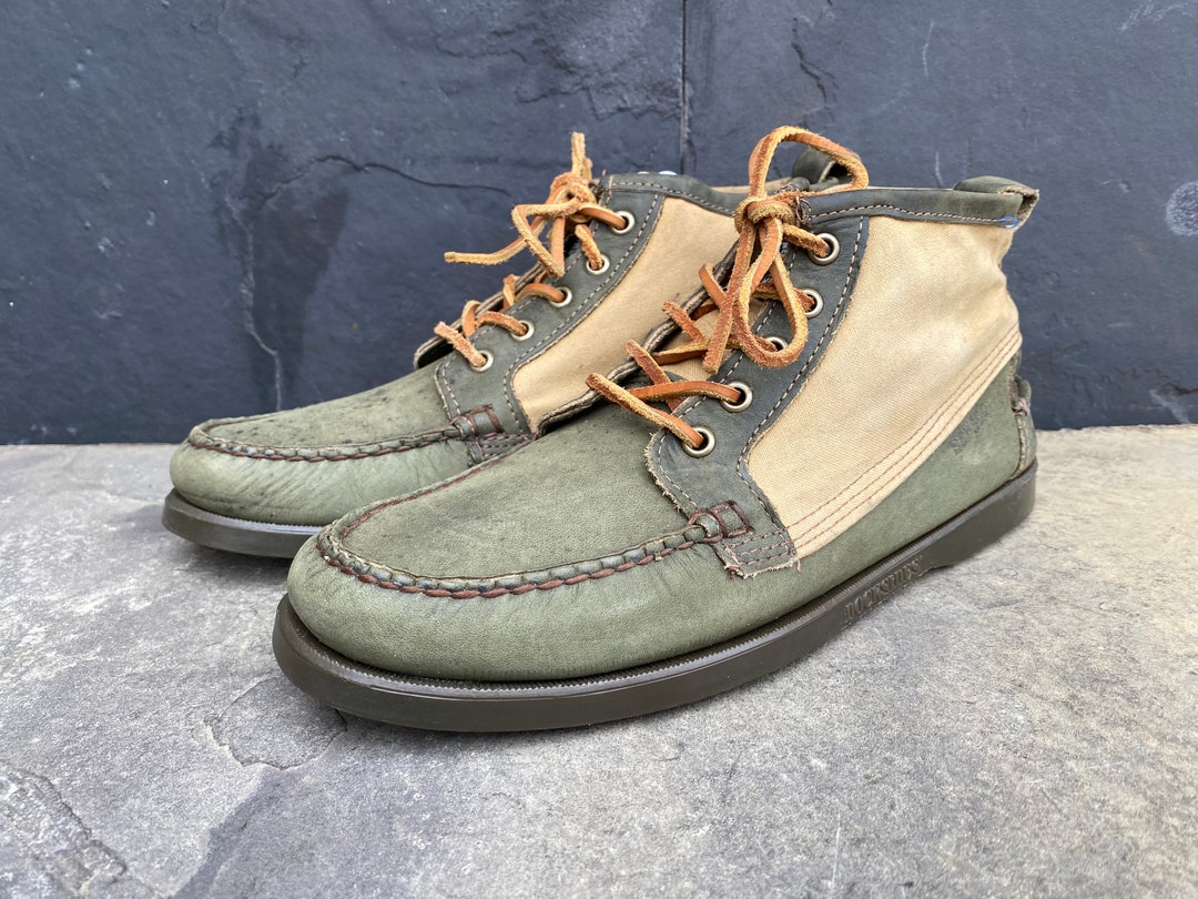 Rare Filson Sebago Mens Size 9 Docksiders Tin Cloth Leather Moc Shoes ...