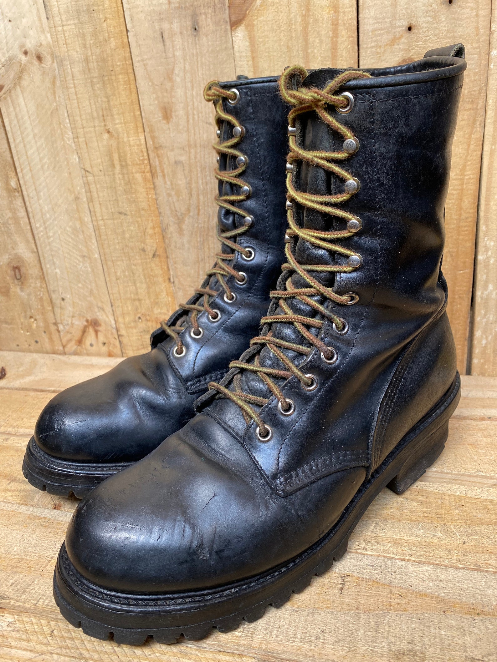 Vintage Red Wing Logger Firefighter Safety Tall Black Boots | Etsy