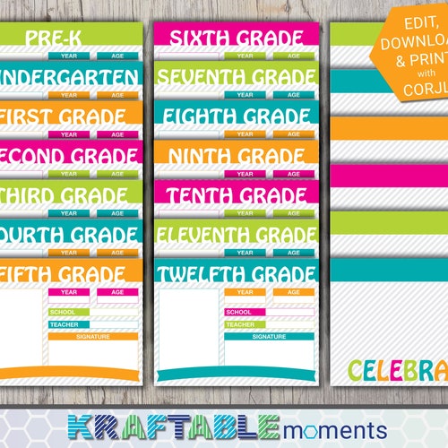 Milestone Tote School Years File Folder Labels for Kid's | Etsy