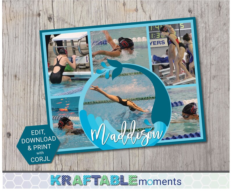 8 X 10 Mermaid Memory Mate Swimming Sports Photo Template - Etsy