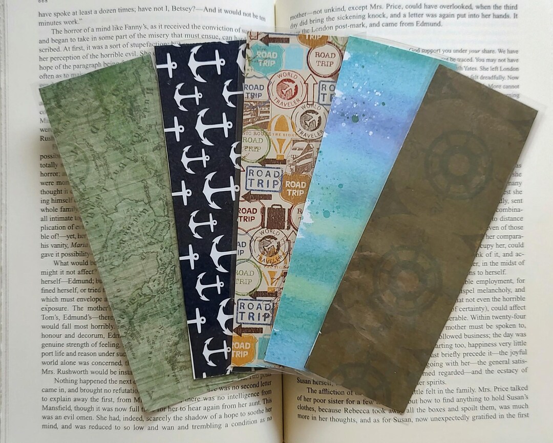 Travel Inspired Paper Bookmarks, Compass Bookmark, Map Bookmark, Anchor ...