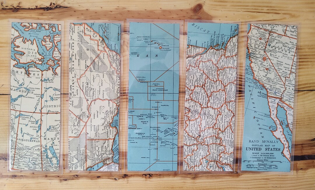 Vintage Atlas Bookmark L Old Maps L Rand Mcnally Atlas L - Etsy
