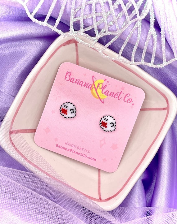 Super Mario World 8-bit Boo Earring Studs - Etsy