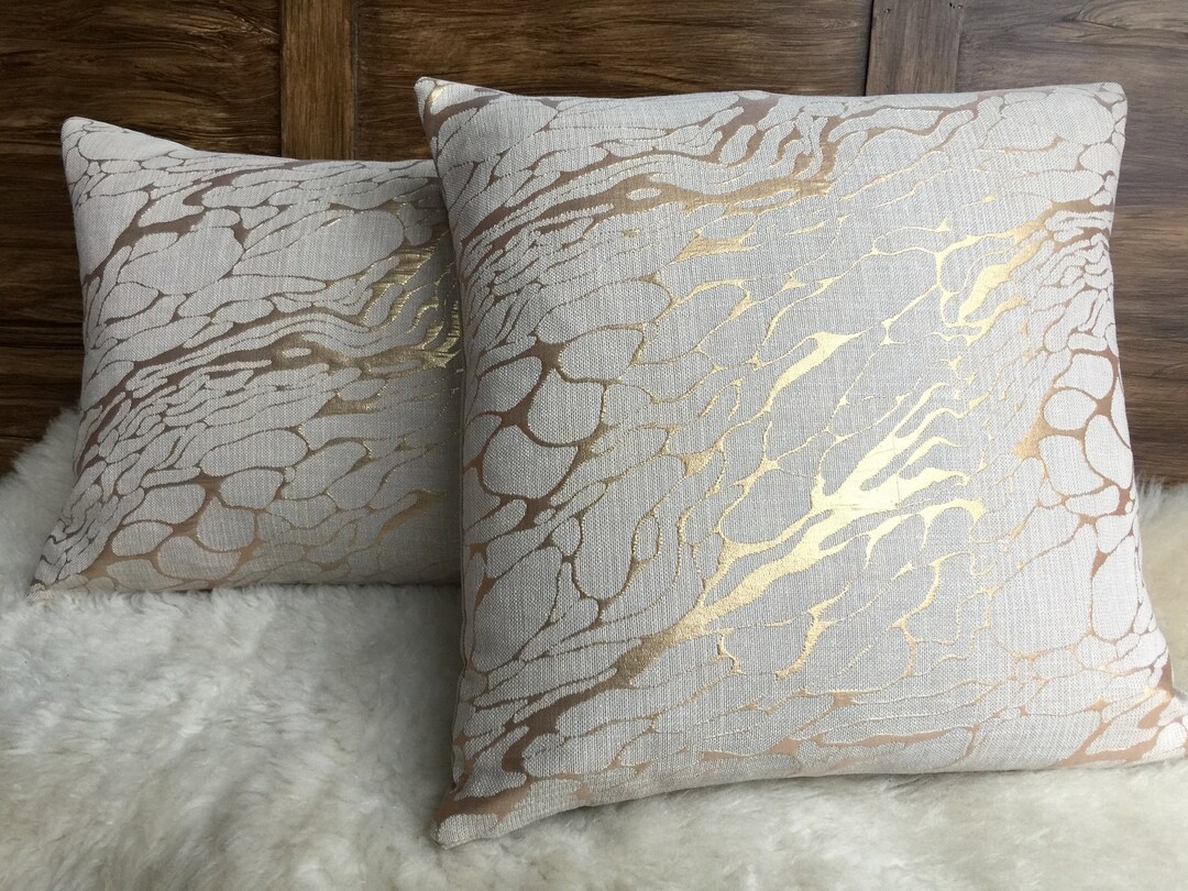 Jacquard Linen Look in Beige/gold/natural Decorative Pillowcase - Noble ...