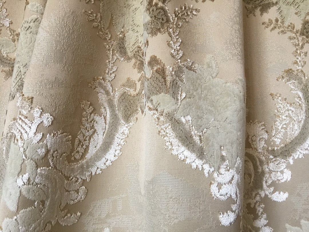 Velvet Brocade 250 X 140 Cm Decorative Fabric Beige/light Brown Shiny ...