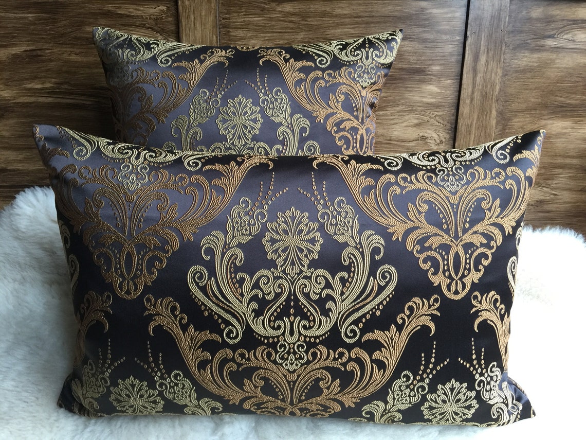 Jacquard Royal - 550 x 140 cm tissu décoratif noble, ornements brun ...