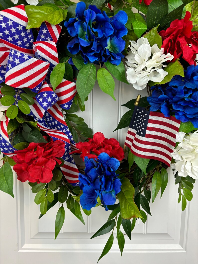 Patriotic Wreath, Red White and Blue Wreath, American Flag Wreath ...