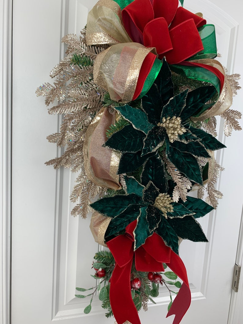 Christmas Swag for Door, Gold Christmas Swag, Elegant Swag, Gold Door ...