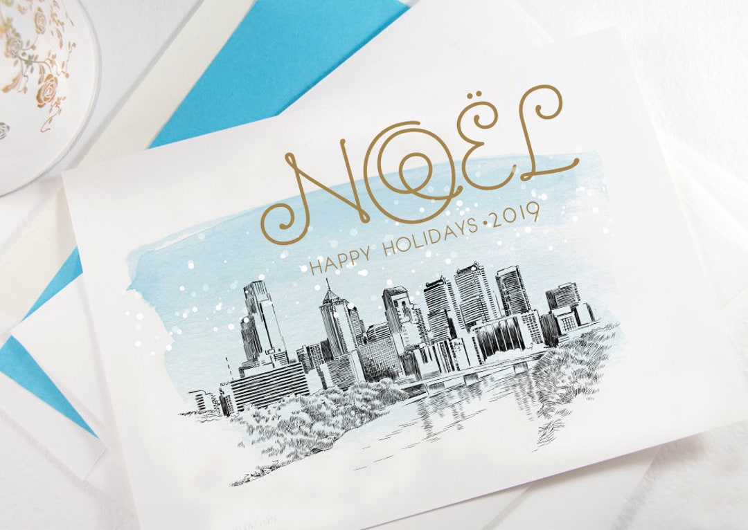 Philadelphia Skyline Corporate Christmas Cards, Holiday Cards, Xmas ...
