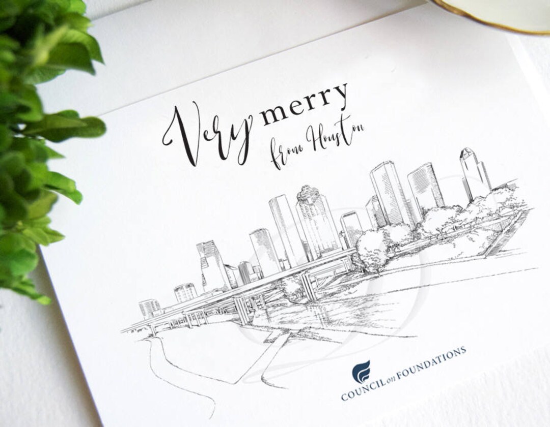 Houston Skyline Corporate Christmas Cards, Texas, Holiday Cards, Xmas ...