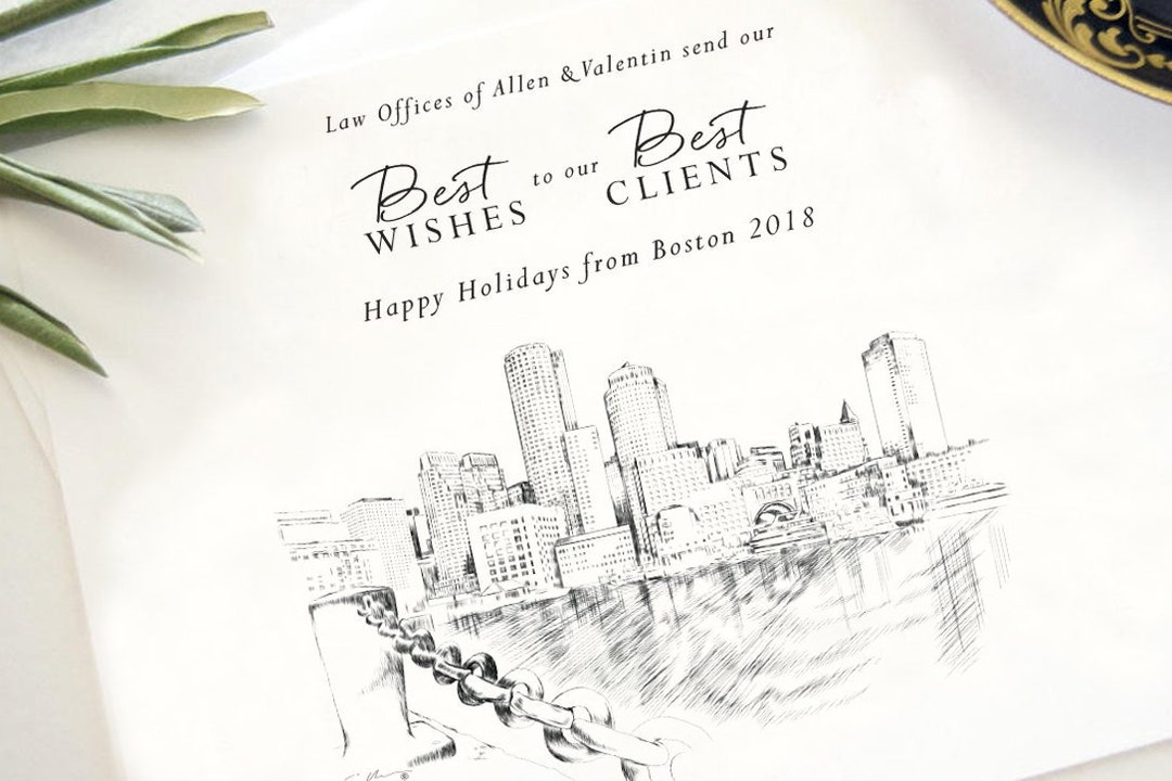 Boston Skyline Corporate Holiday Cards, Christmas Cards, Xmas Cards ...