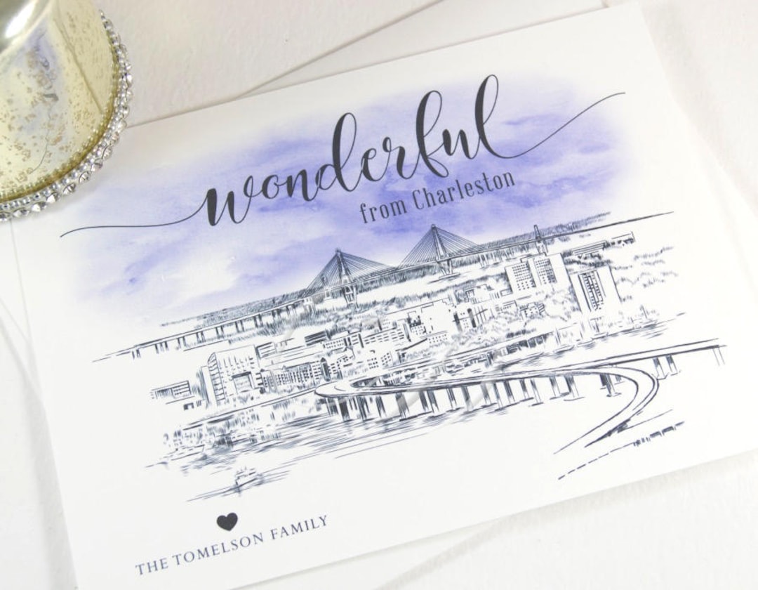 Charleston Skyline Christmas Cards, South Carolina, Holiday Cards, Xmas ...