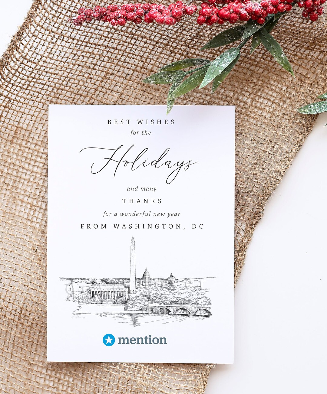 Washington, DC Skyline Corporate Christmas Cards, Holiday Cards, Xmas ...