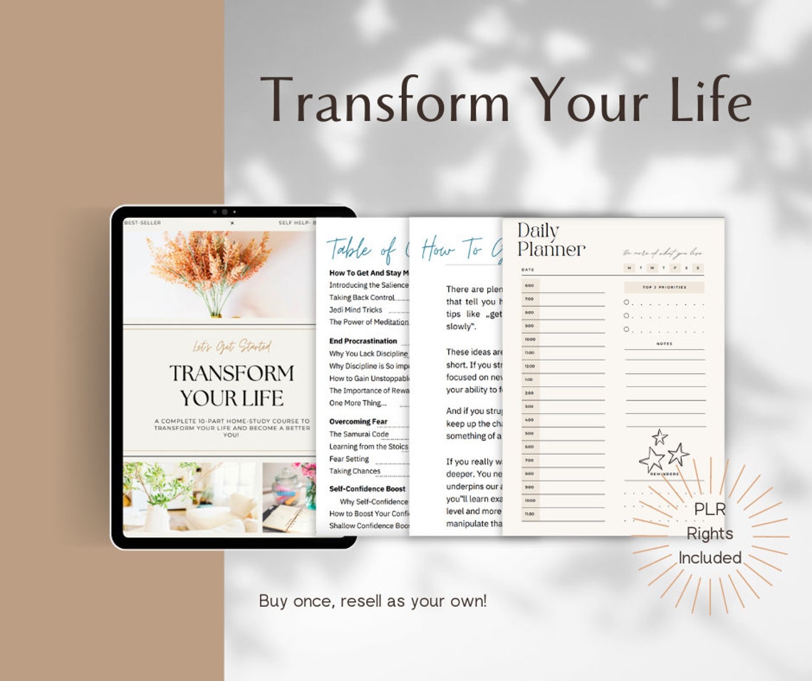 PLR: Transform Your Life Ebook, Personal Development Guide, Empowerment Guide, Life ...