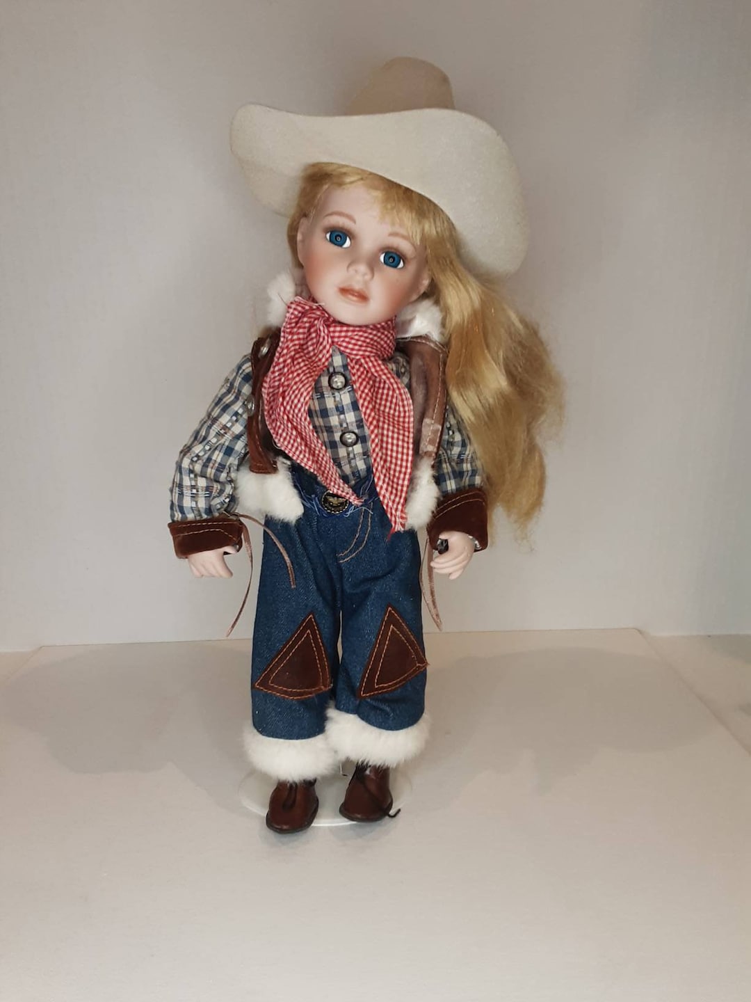 Western Cowgirl Porcelain Doll - Etsy