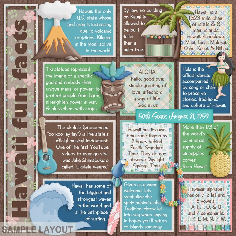 Hawaii Paper 1: Digital Scrapbook - Etsy
