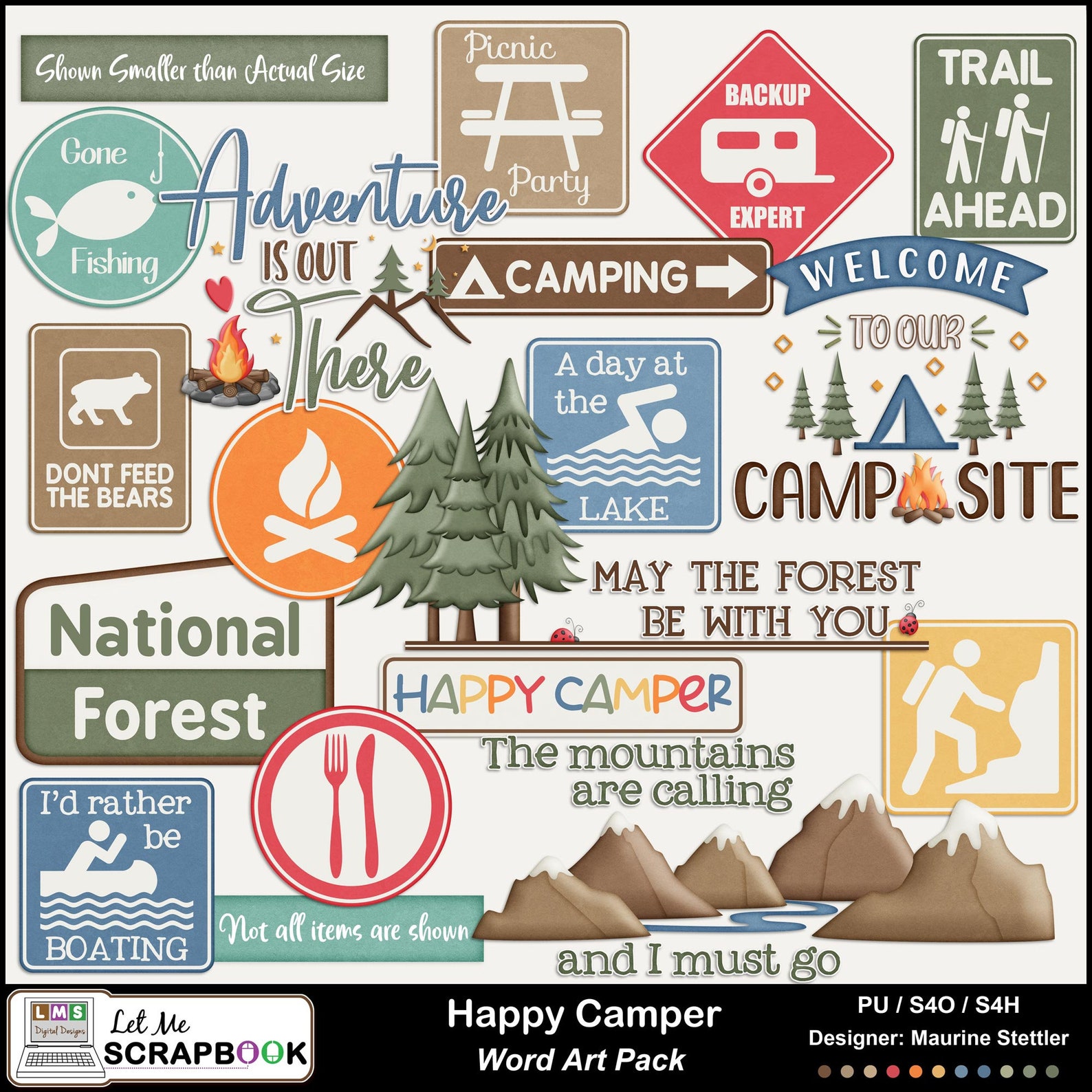 Happy Camper Word Art: Digital Scrapbook - Etsy