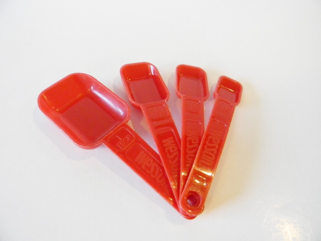 Red Plastic Wesson Measuring Spoon Set - Etsy