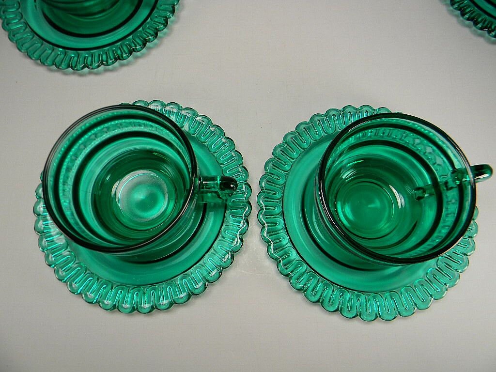 Four Rare Terrace Green Christmas Candy Cups & Saucers by - Etsy