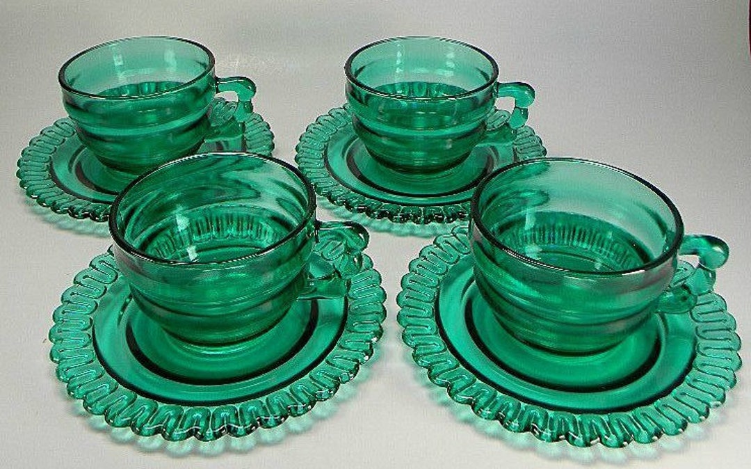 Four Rare Terrace Green Christmas Candy Cups & Saucers by - Etsy