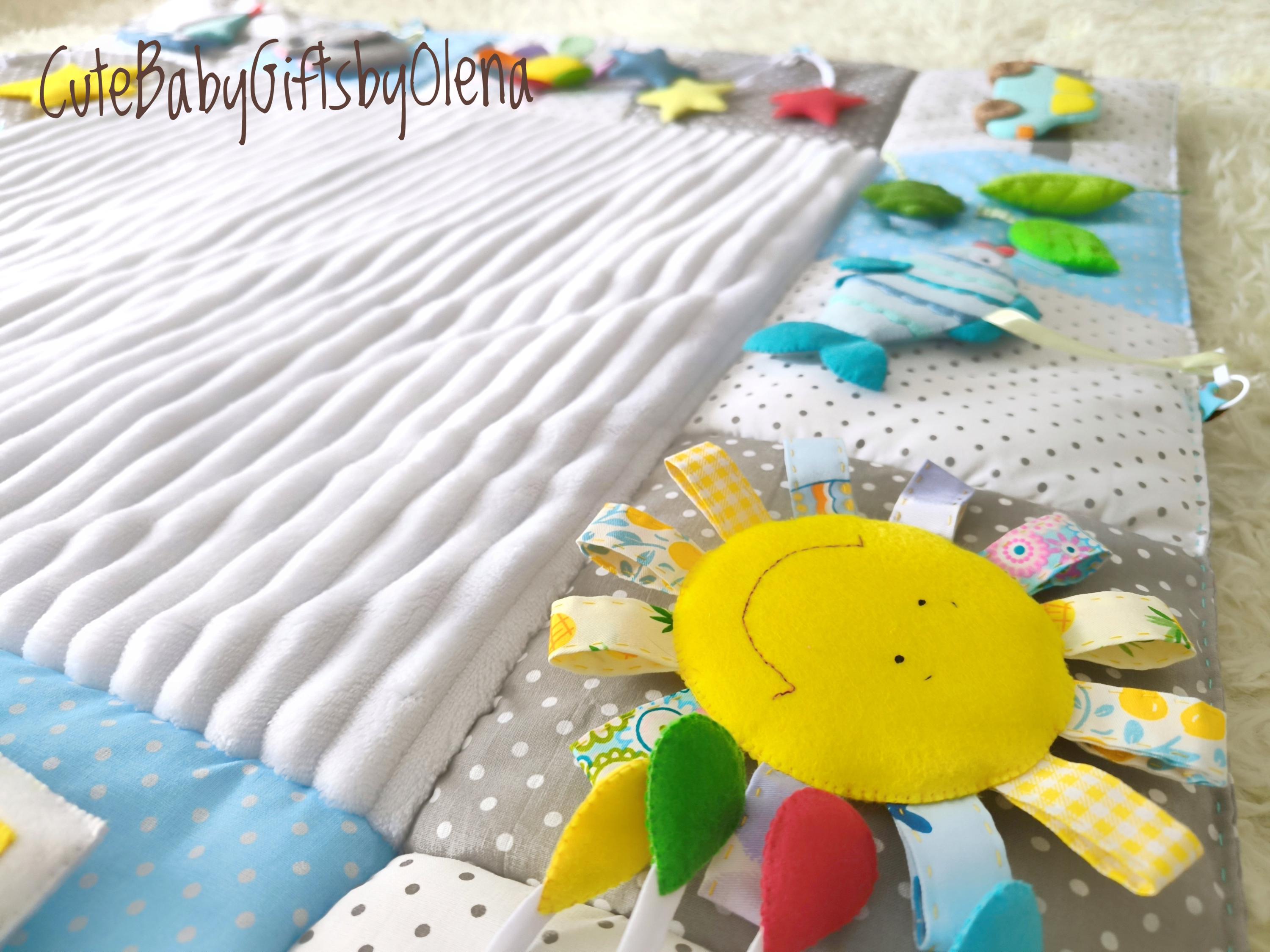 Montessori Baby Play Mat, Organic Cotton Sensory Activity Blanket ...