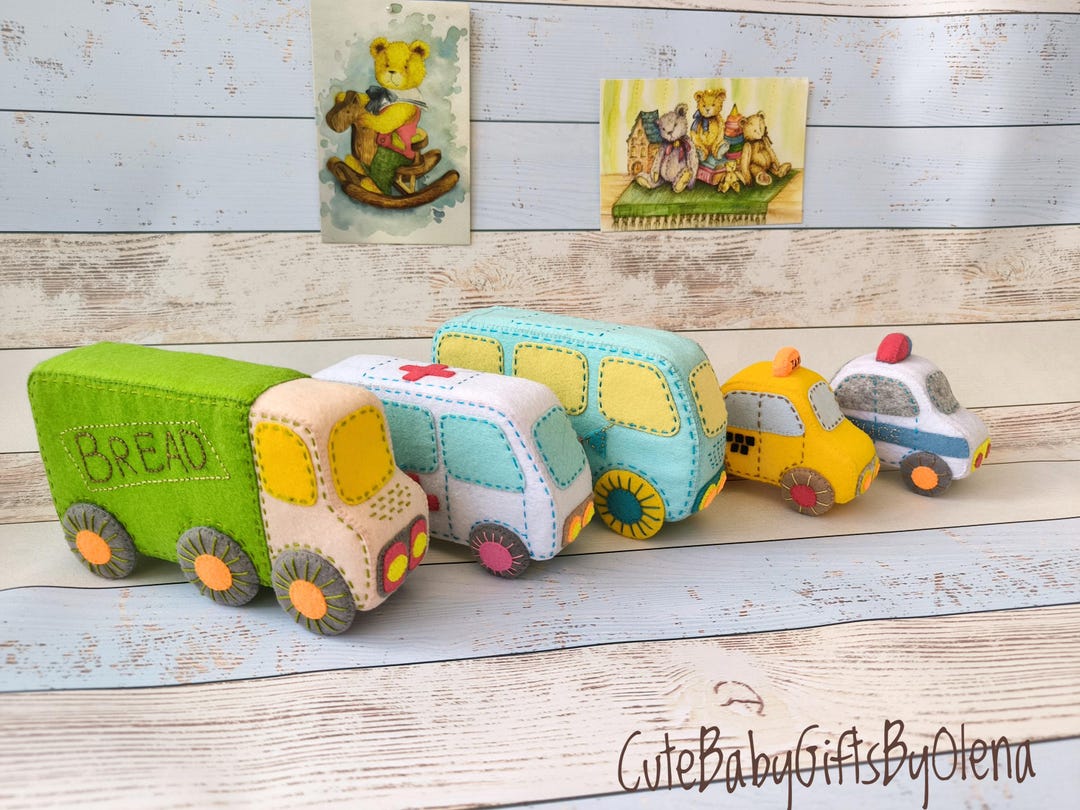 Handmade Felt Toy Car – Soft Play Transportation Toys for Boy – Kids ...