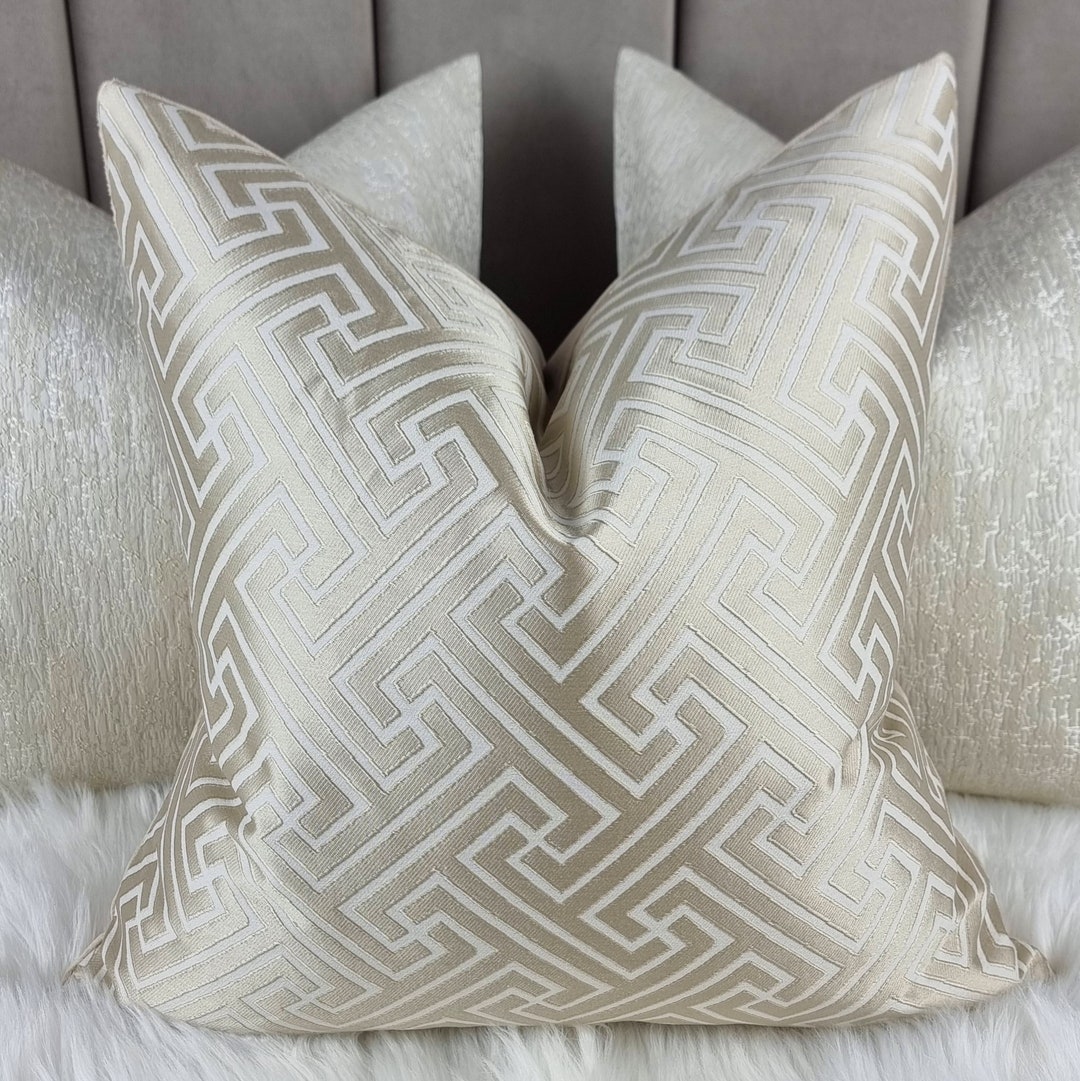 Greek Key Cushion Cover in Champagne Gold / Beige Luxury - Etsy UK