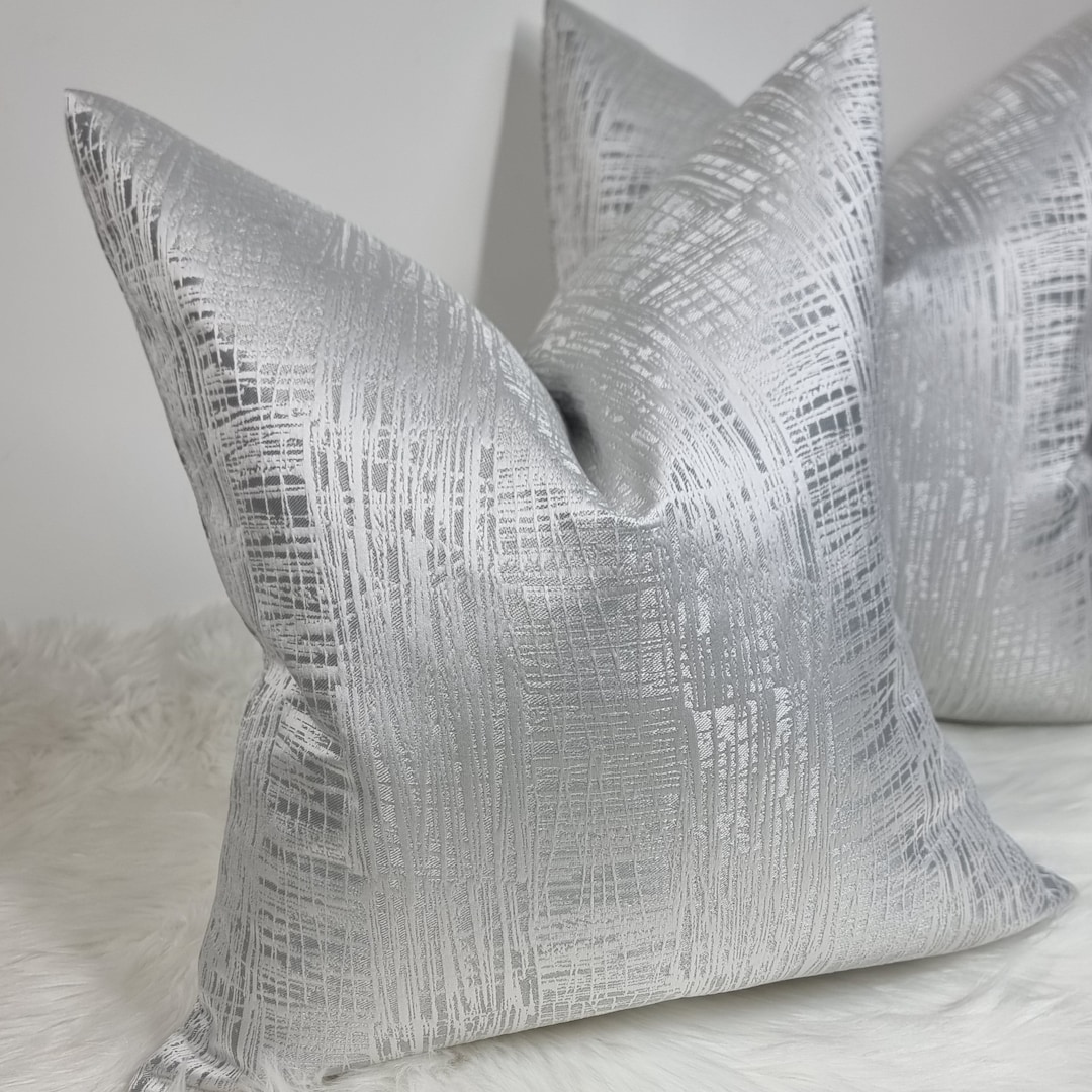 Gorgeous Silver Glint Cushion Cover Modern Home Decor Fabric Cushion ...