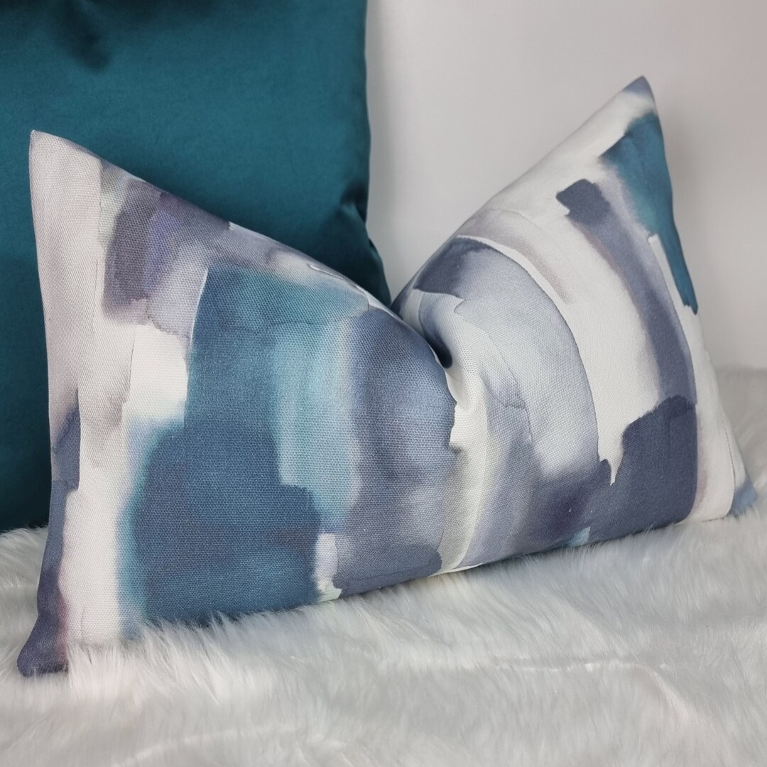 John Lewis LIVIA Peacock - Blue - Colours - Abstract Brushstroke Fabric ...