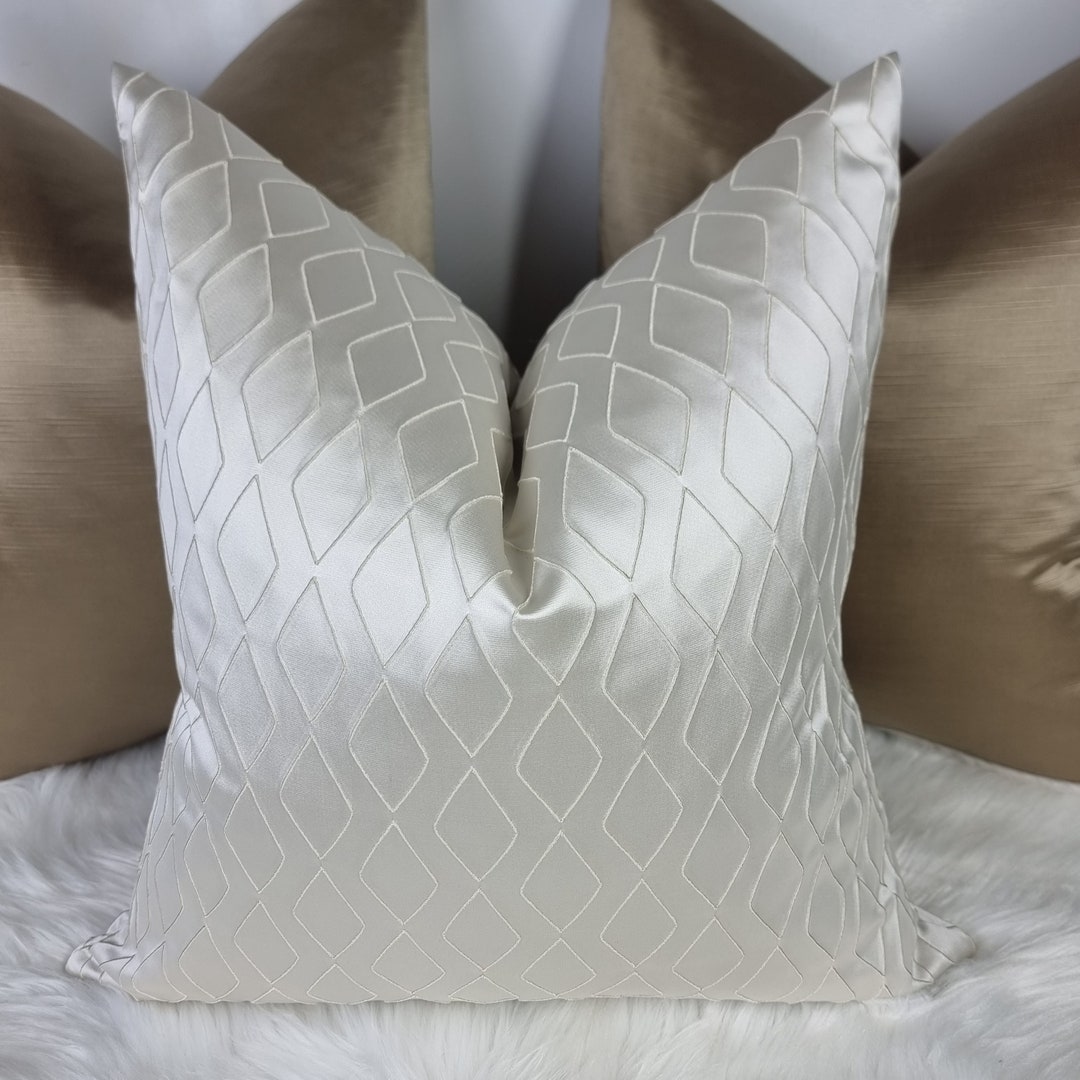 ASTEROID Cream Ivory Fabric Cushion Cover Handmade Double Sided, Modern ...