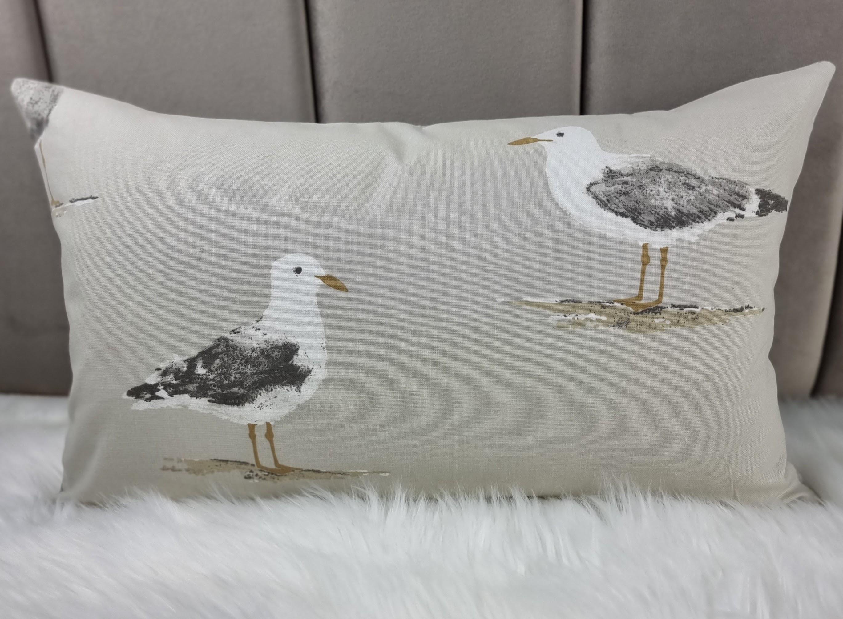 12"x20" Sanderson Shore Birds Cushion Cover, Grey, Reverse Cotton ...