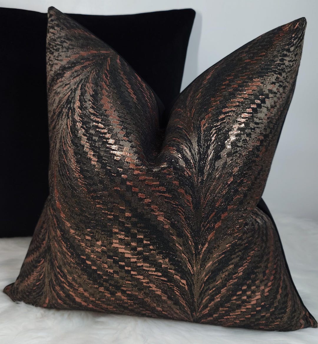 Luxury Luxor Bronze Metallic Luxor Cushion Cover Black and Bronze New ...