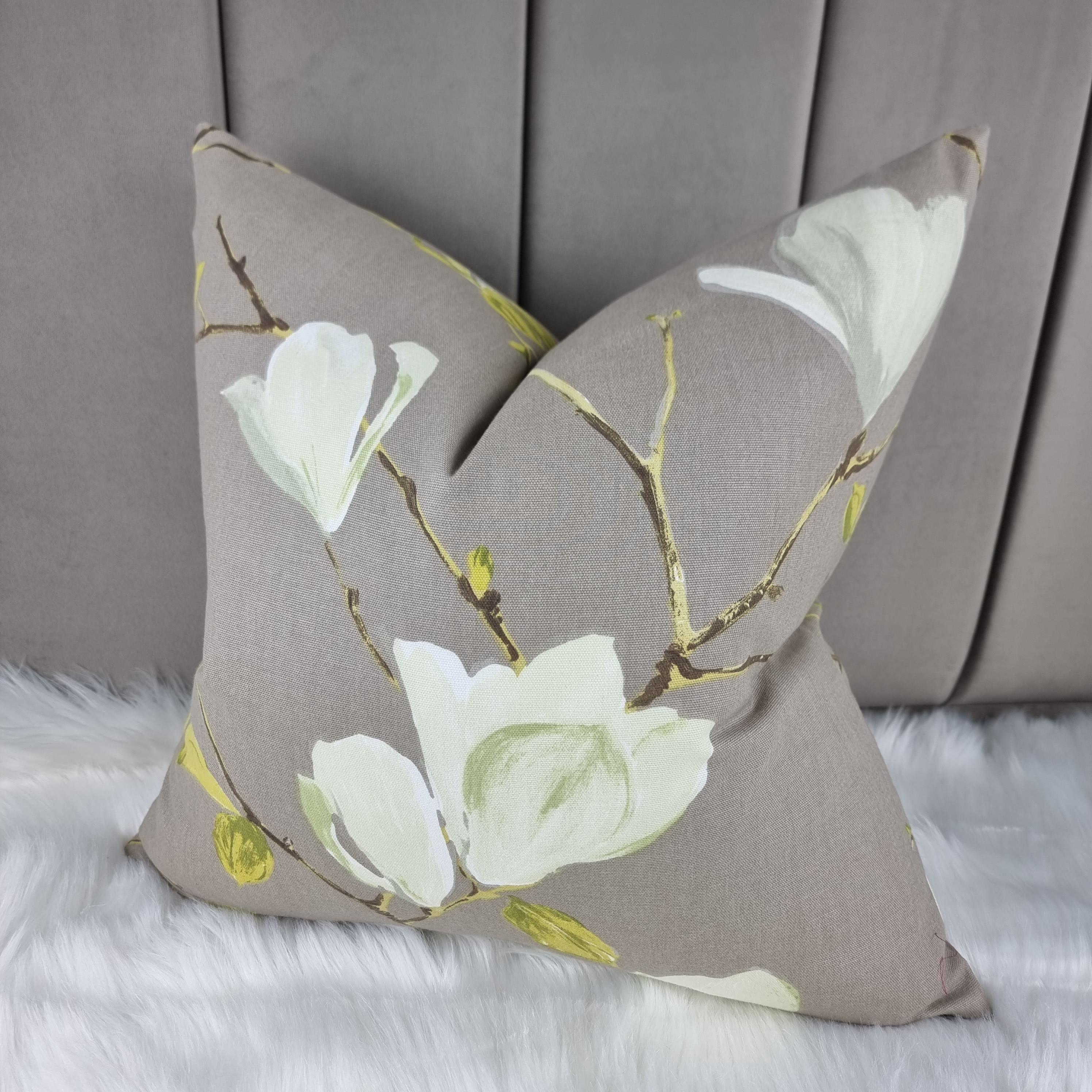 Sayuri Magnolia Fabric Cushion Cover/ Pillow Cover Throw Cushion Cover ...