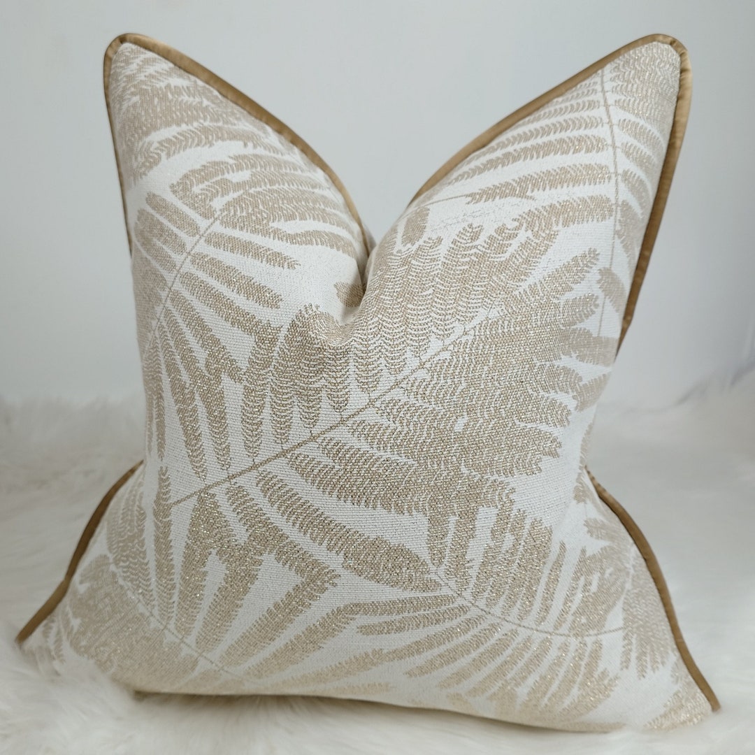 Harlequin Espinillo Gold Metallic Fern - Gold Piped Cushion Cover ...