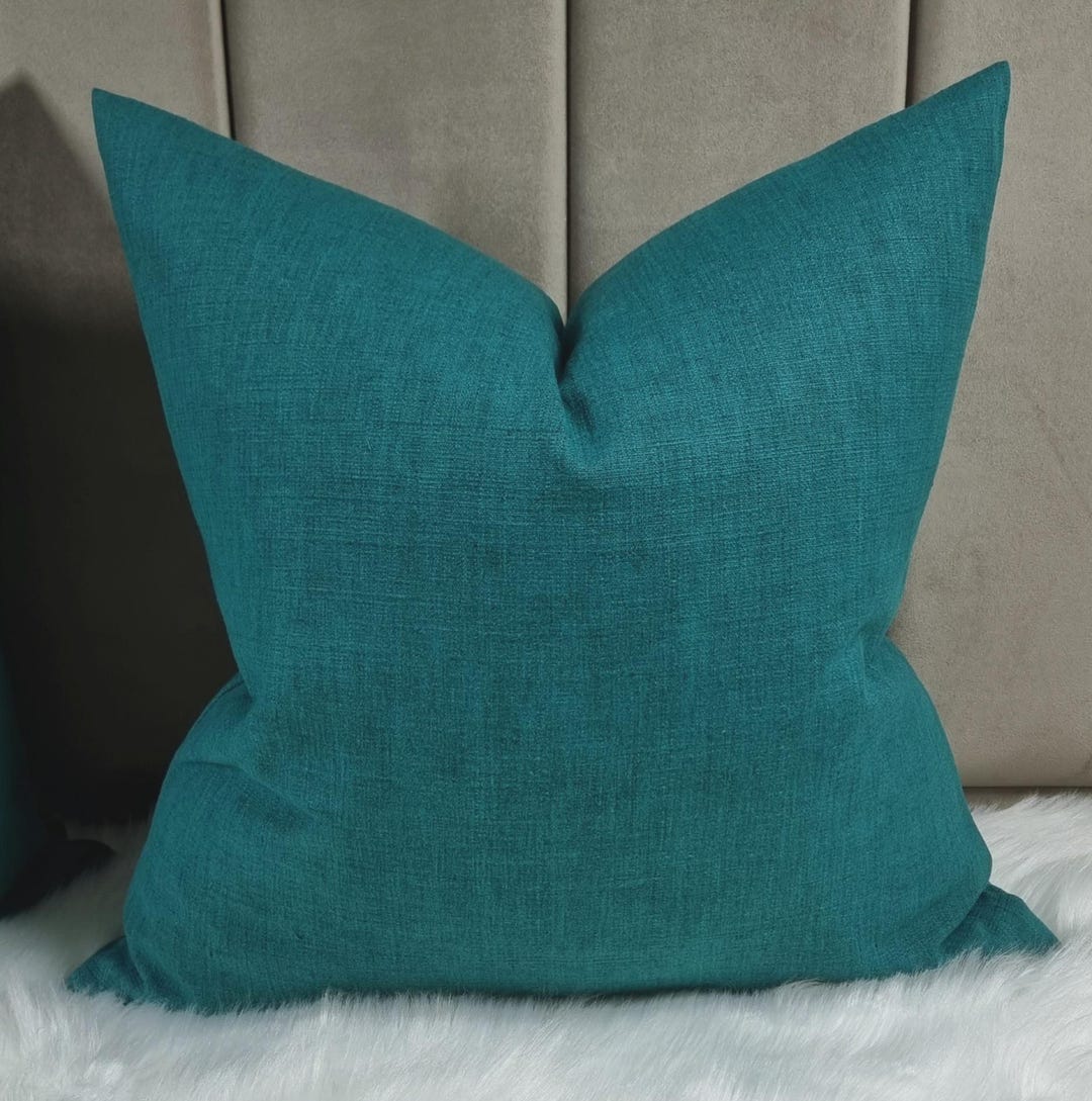 Peacock Plain Textured Pillow Cover • Retro Pillow Cover - Soft Brush ...