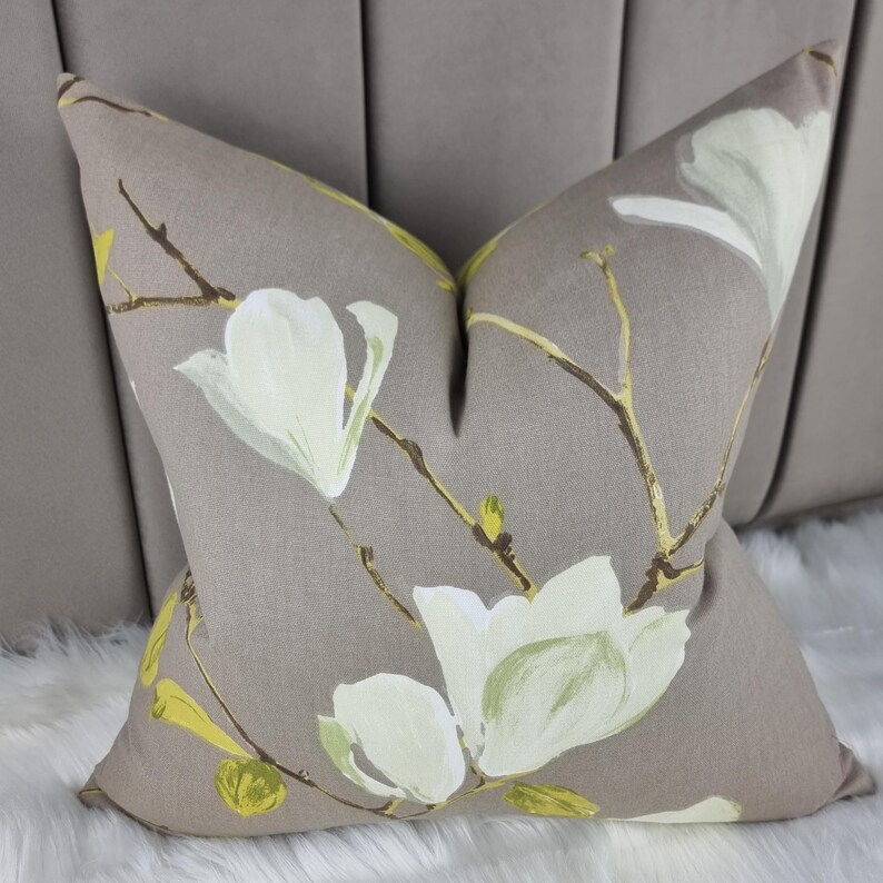 Sayuri Magnolia Fabric Cushion Cover/ Pillow Cover Throw Cushion Cover ...