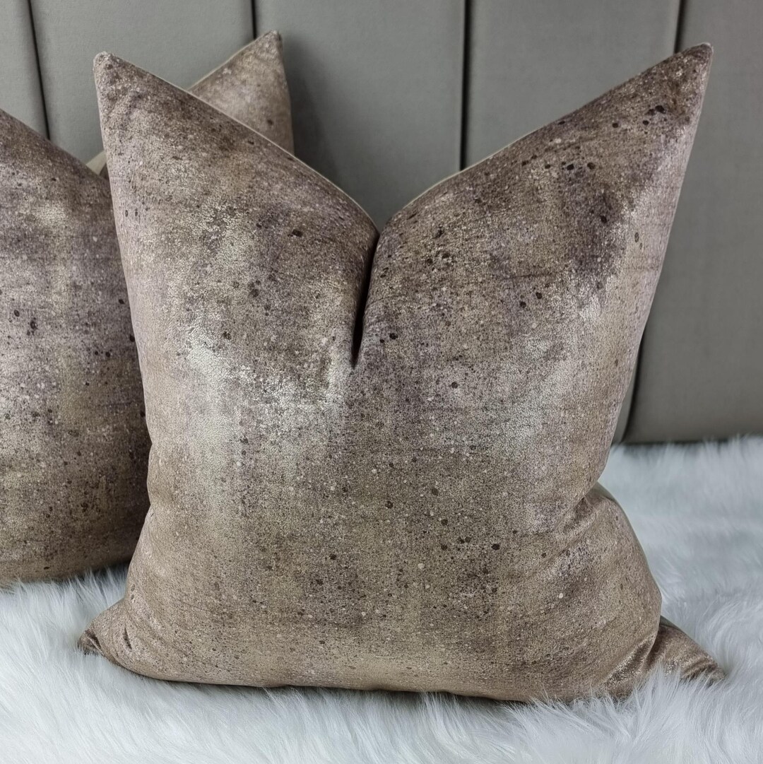 Shimmer Bronze Metallic Cushion Cover Abstract Bronze Painted Design ...