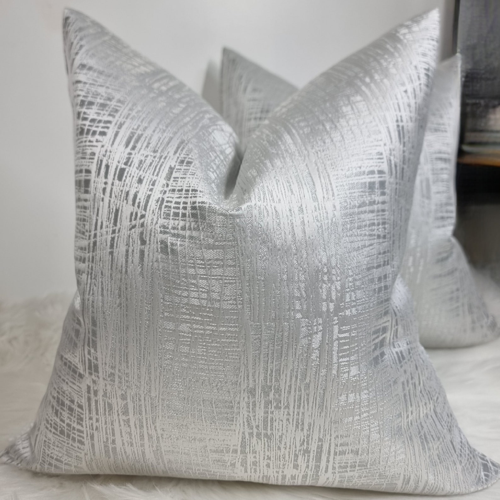 Gorgeous Silver Glint Cushion Cover Modern Home Decor Fabric Cushion ...