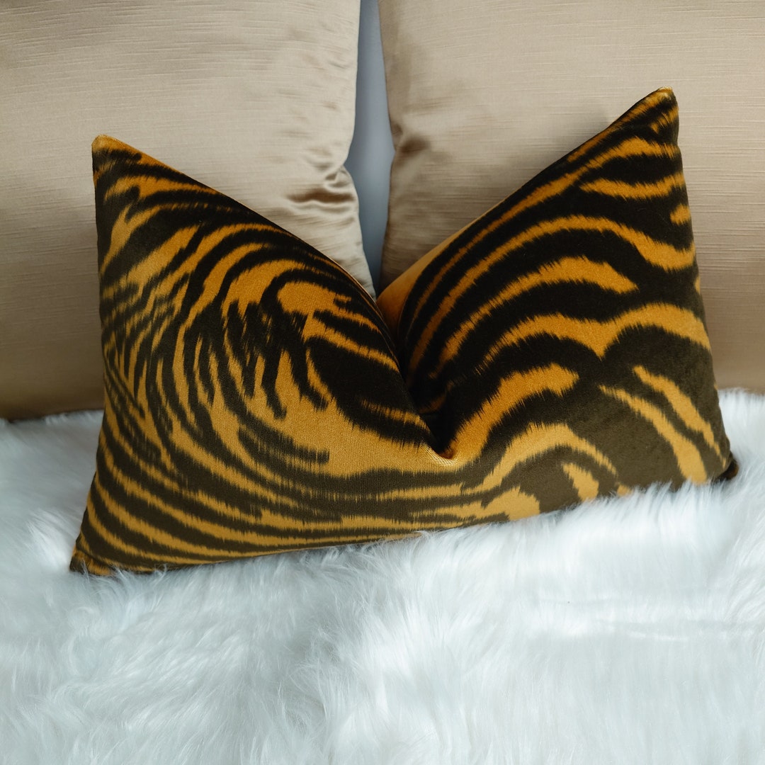 Harlequin Equidae Animal Print Cushion Cover Onyx / Amber Light ...