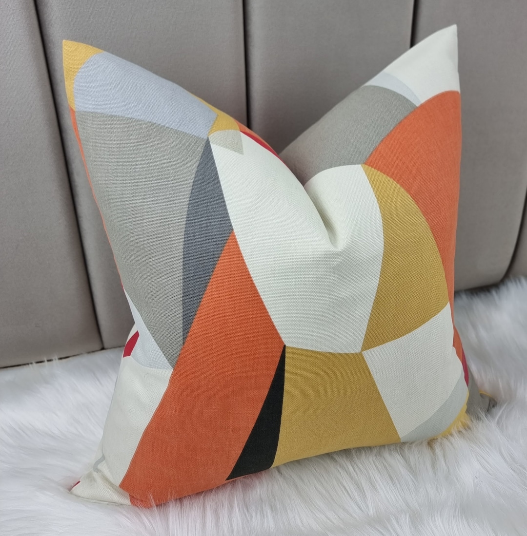 SCION 'PUCCI' Fabric Geometric Pillow Cover – 100% Cotton, Stone-chilli ...